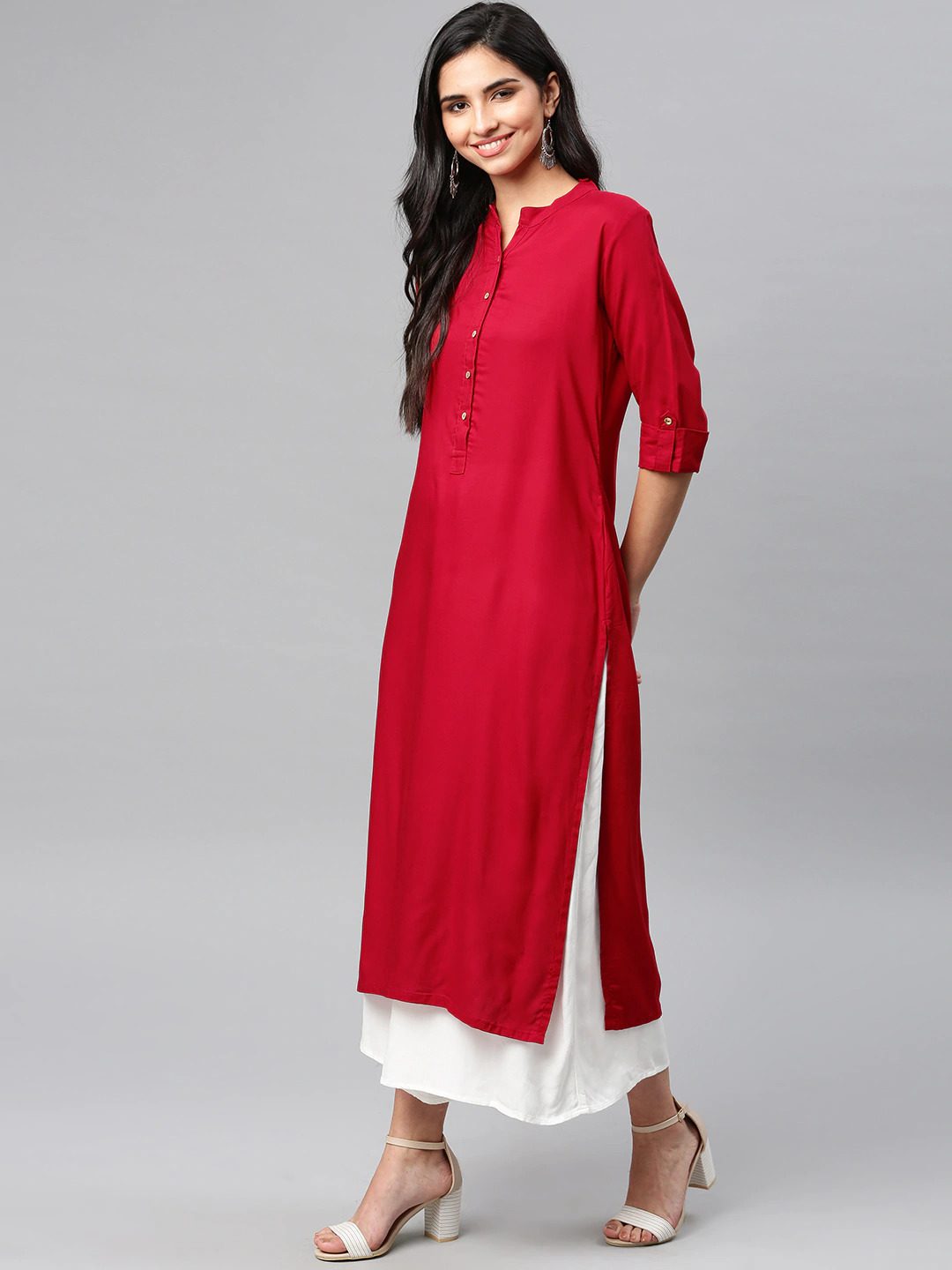 Shop Now Women Red Kurta Set For Plus Size - ADIRICHA