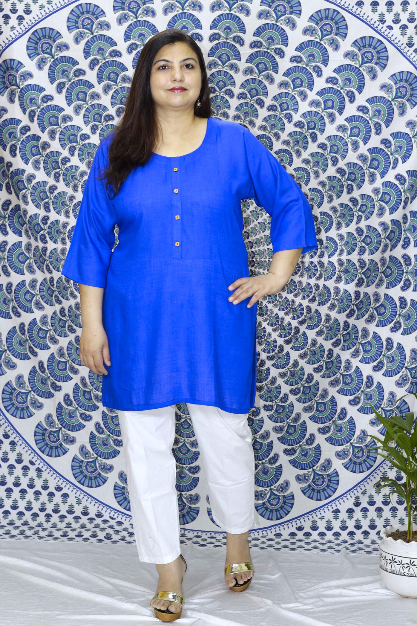 Shop Now Royal Blue Plus Size Tunics Top - ADIRICHA