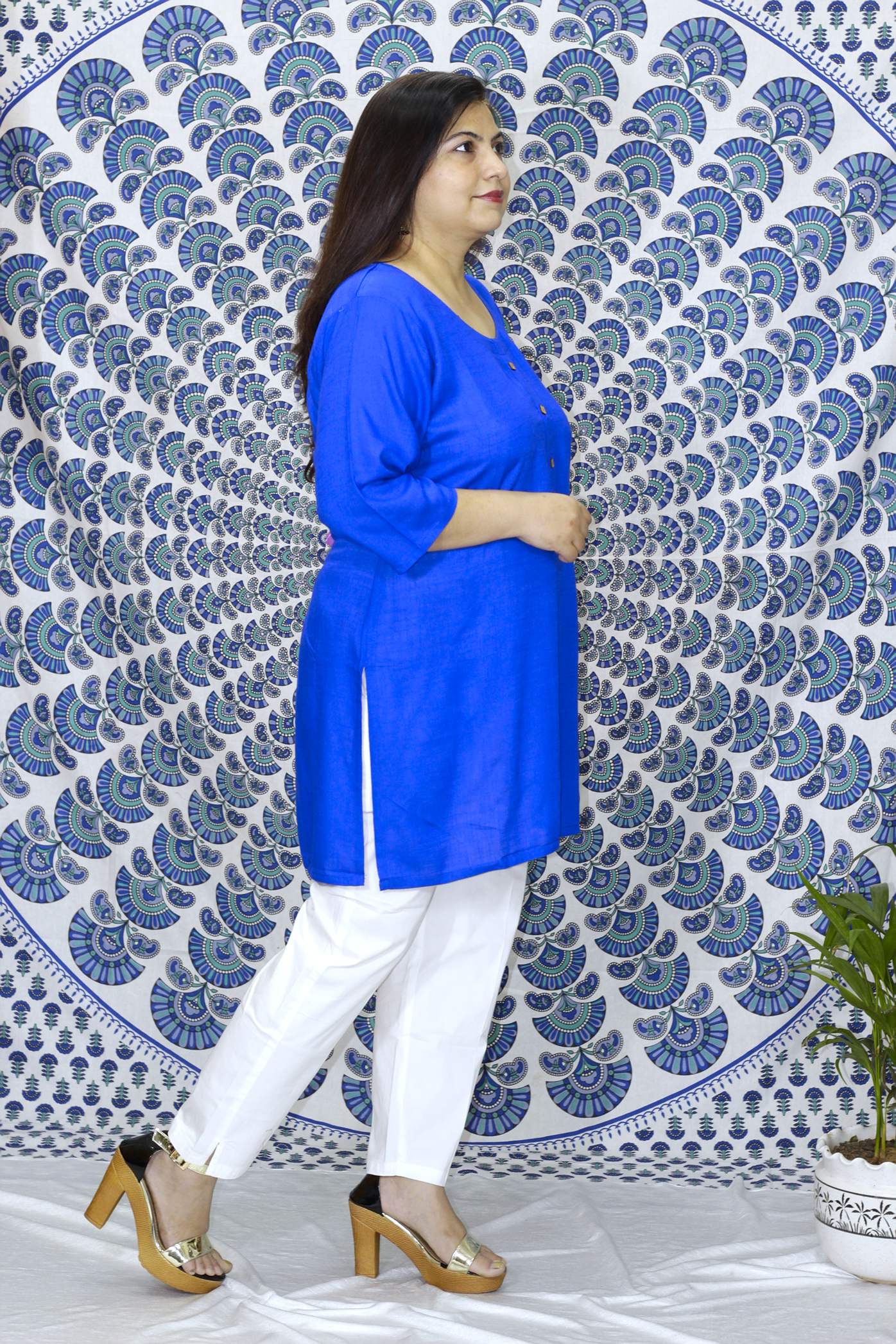 Shop Now Royal Blue Plus Size Tunics Top - ADIRICHA