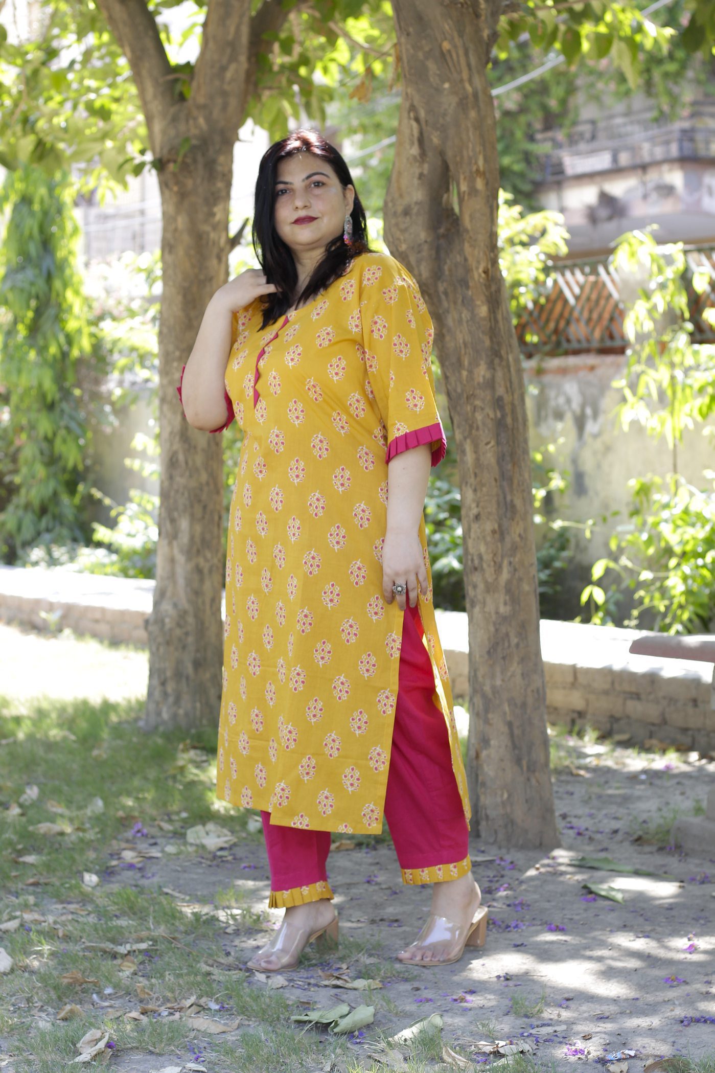 Shop Now Mustard Printed Kurta Set - ADIRICHA Shop Now Mustard Printed Kurta Set - ADIRICHA