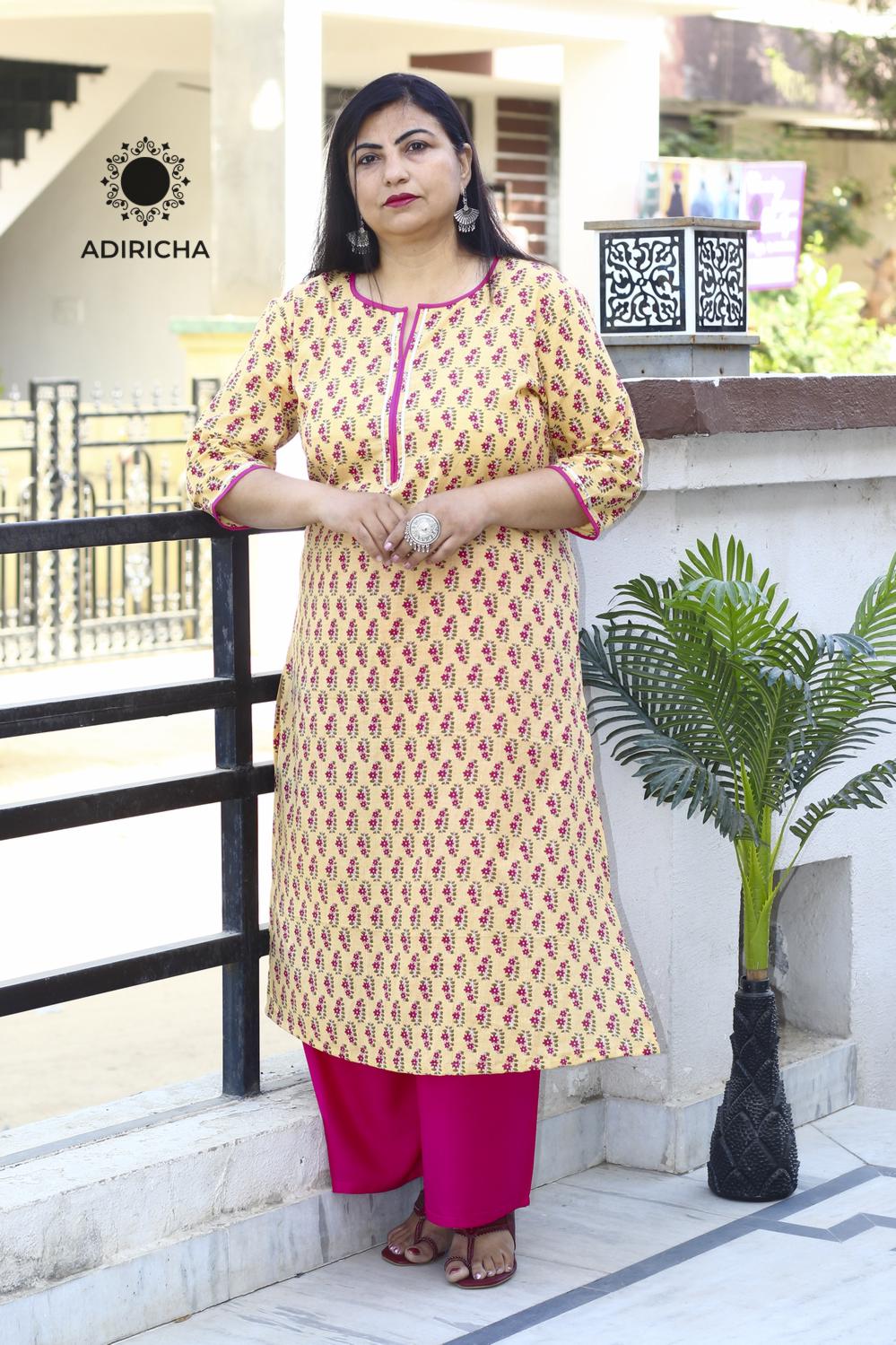 Shop Now Sanganeri Butti Kurta - ADIRICHA