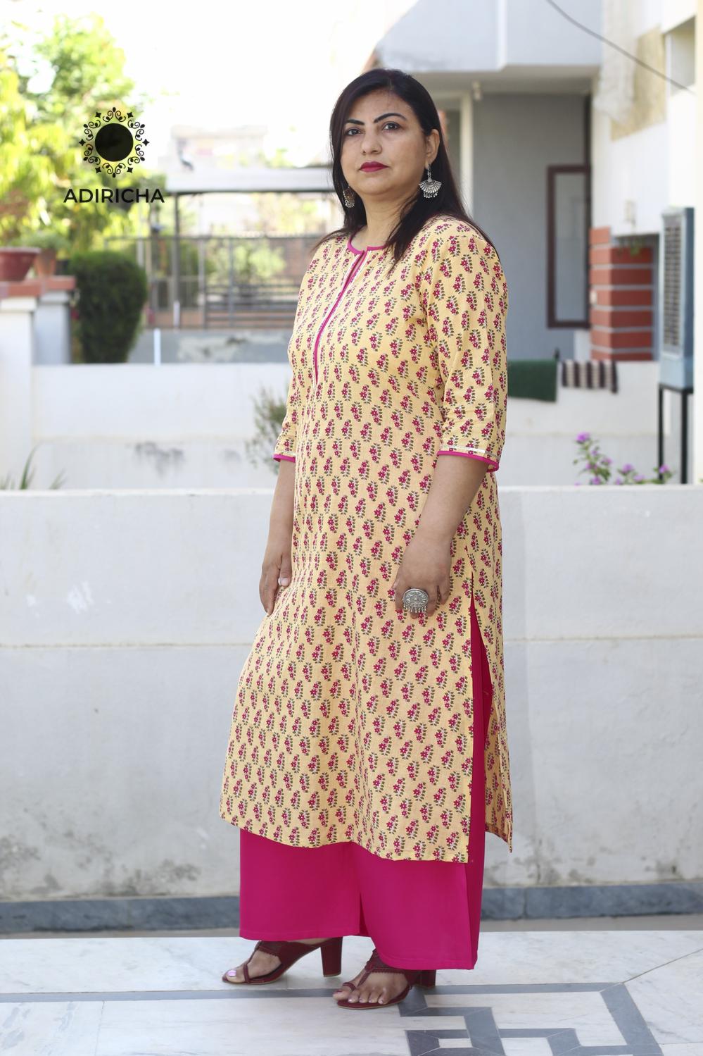 Shop Now Sanganeri Butti Kurta - ADIRICHA