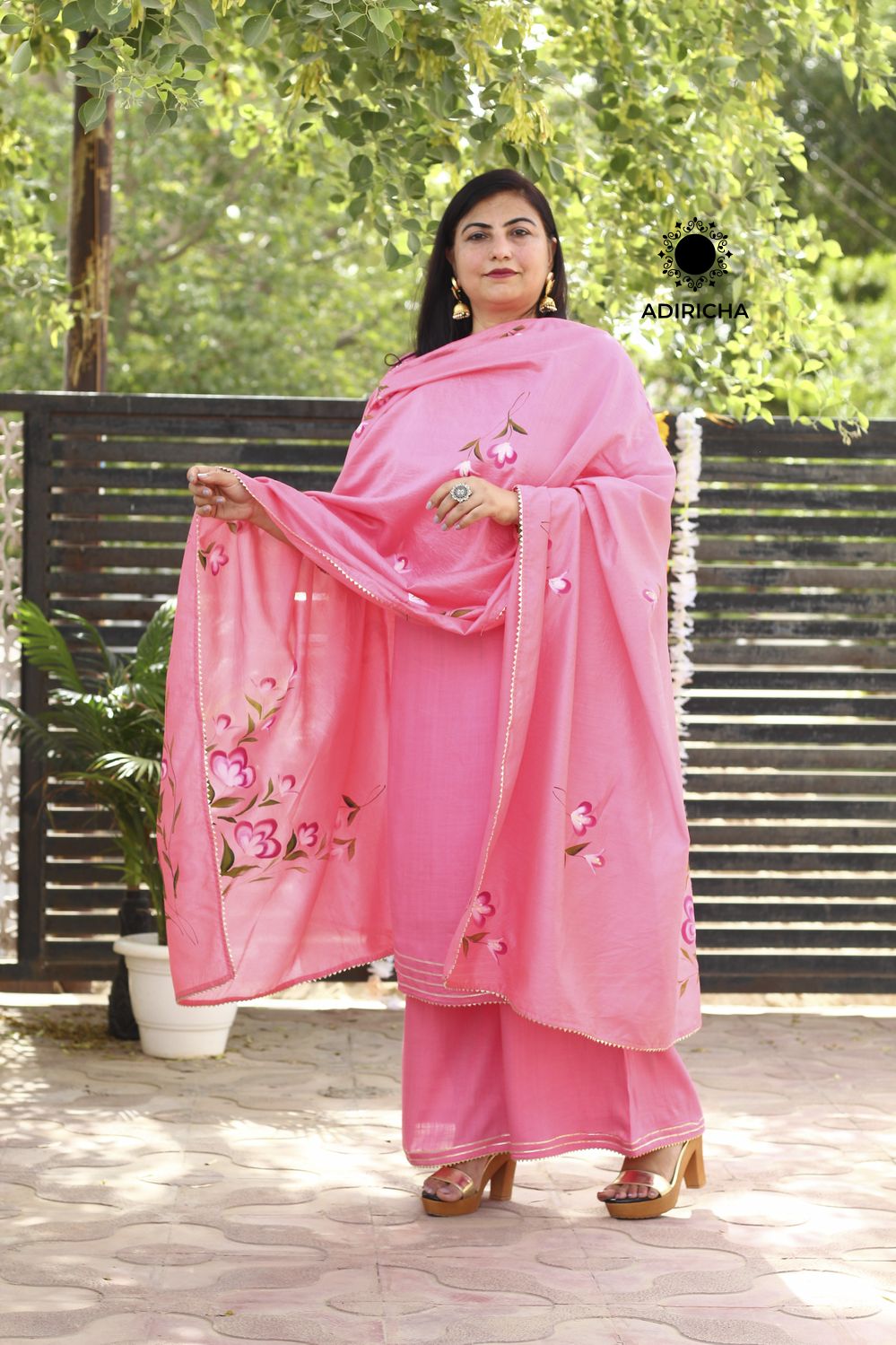 Shop Now Turquoise Dupatta Set - ADIRICHA