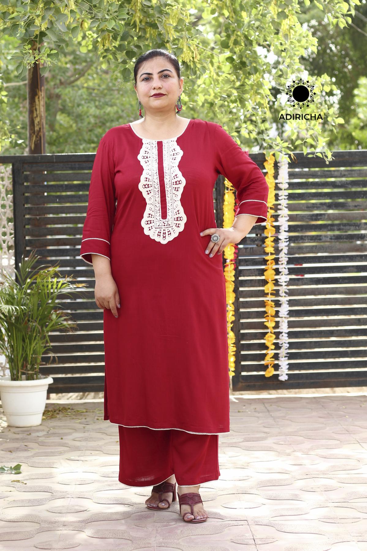 Shop Now Roop Maroon Dupatta Set - ADIRICHA