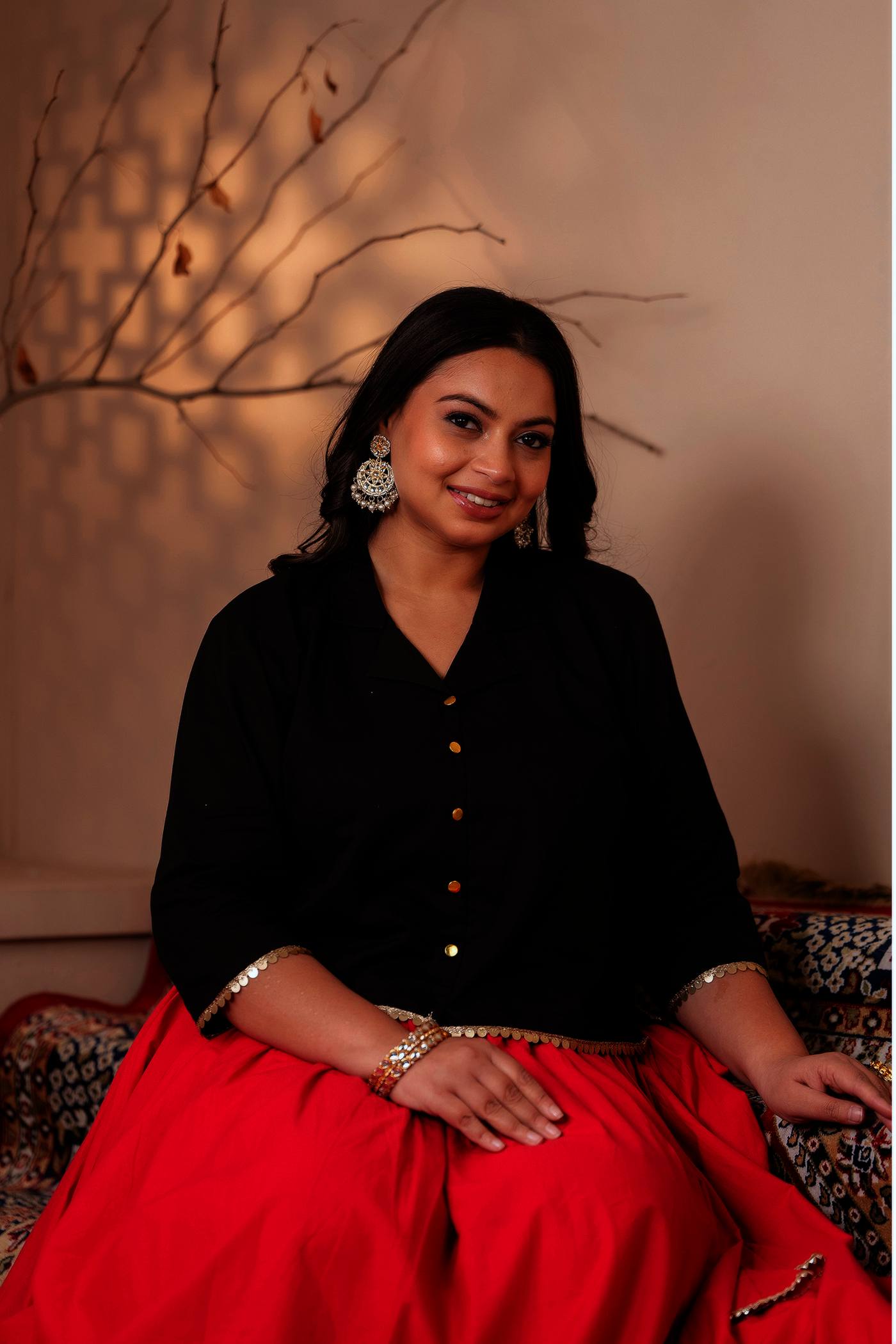 Shop Now Plus Size Rani Black Top Skirt Set - ADIRICHA