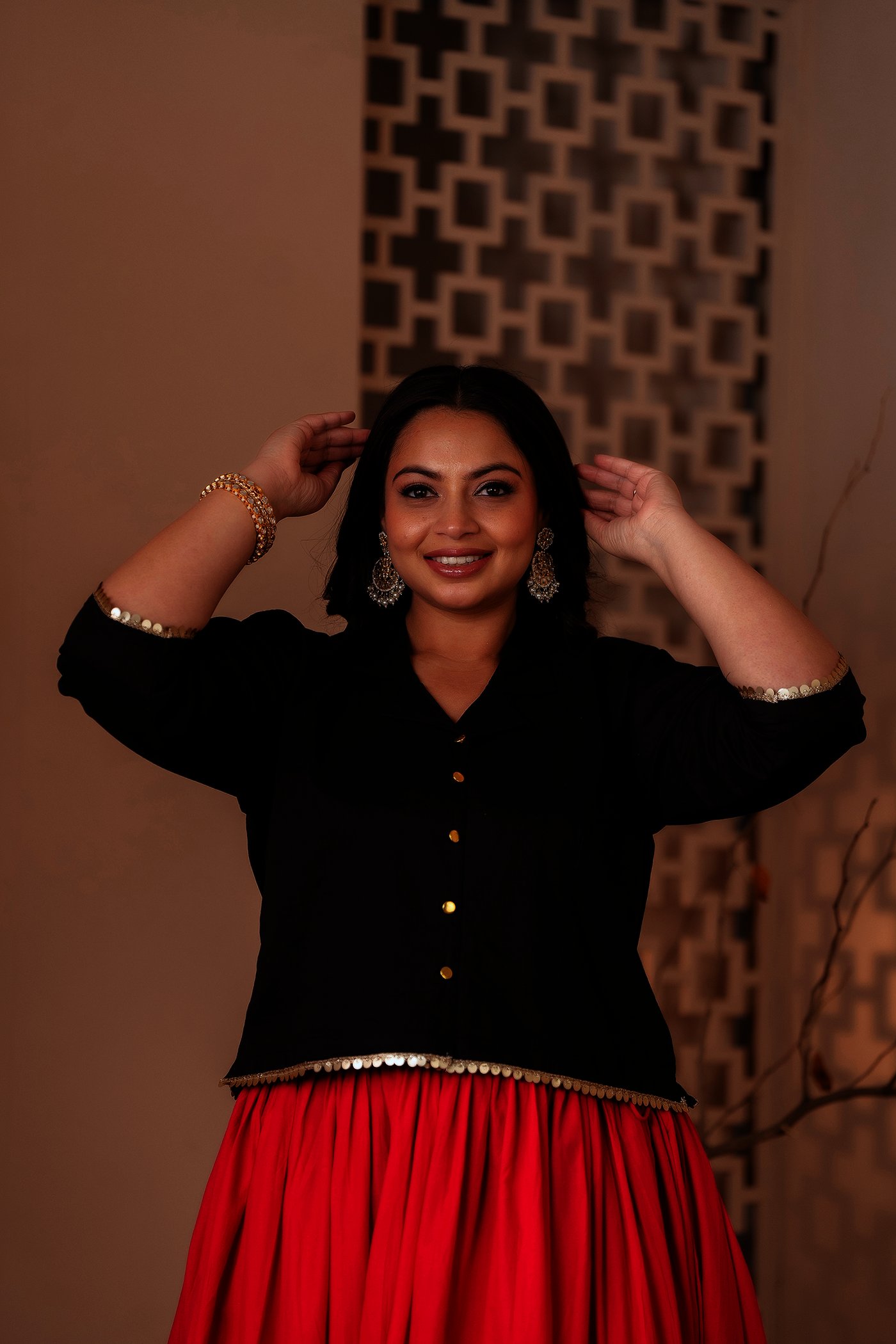 Shop Now Plus Size Rani Black Top Skirt Set - ADIRICHA