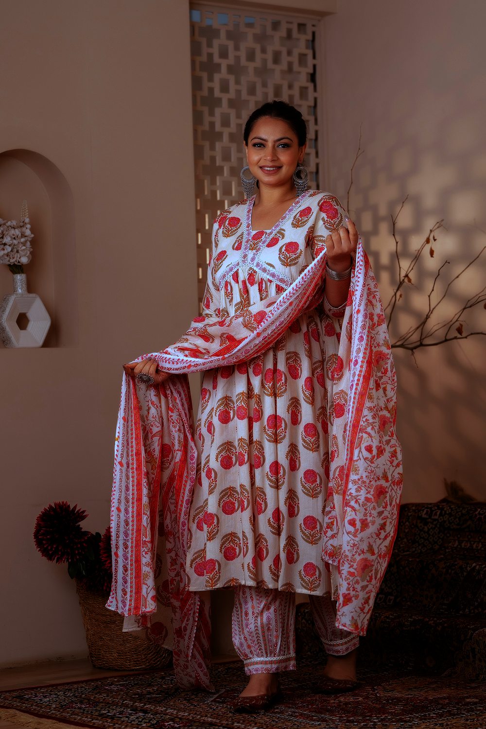 Shop Now Rani Phool Plus Size Alia Cut Dupatta Dress - ADIRICHA