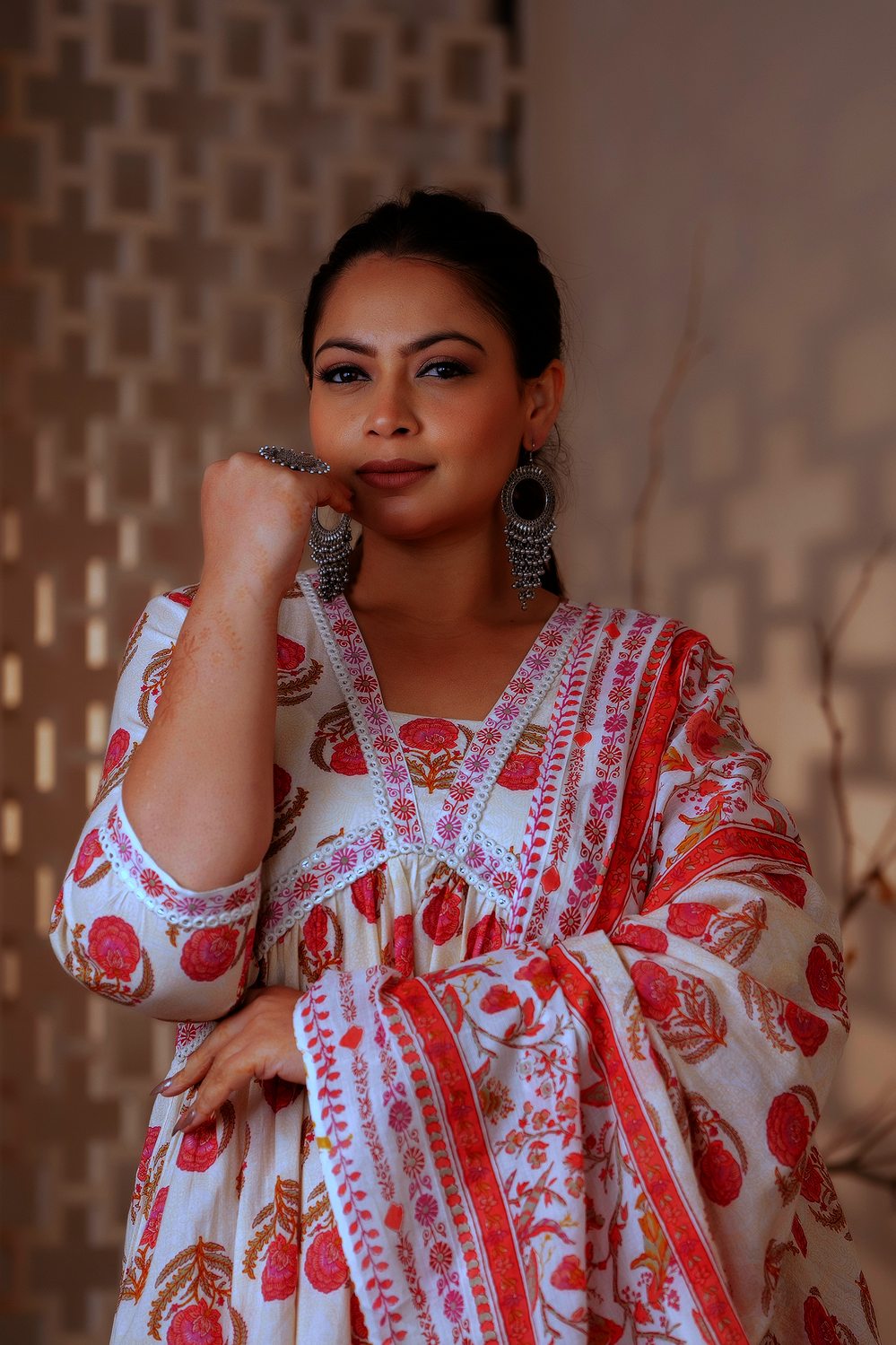 Shop Now Rani Phool Plus Size Alia Cut Dupatta Dress - ADIRICHA